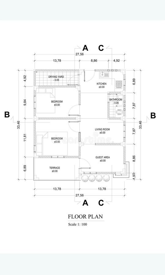 Floor Plan 1st House Size 8m X 7m Stock Vector - Illustration of sketch ...