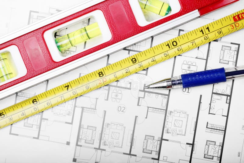 Floor plan and tools stock image. Image of build, building - 24523151