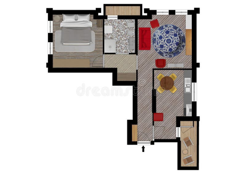 Floor Plan Top View Apartment Interior Floorplan Stock Illustration ...
