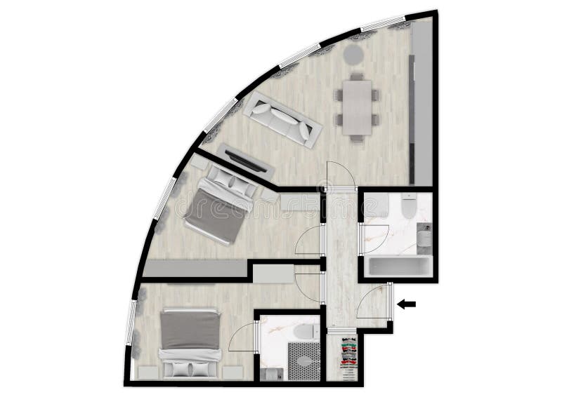 Floor Plan Top View. 3d Floor Plan. Stock Illustration - Illustration ...