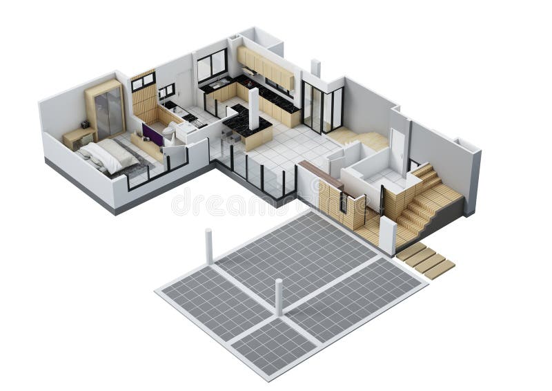 Floor Plan Top View. House Interior Isolated on White Background. 3D ...