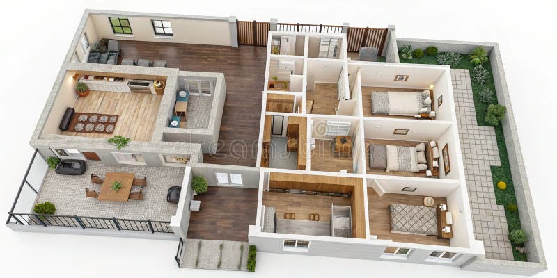 Floor Plan Top View. House Interior on White Background Stock Photo ...