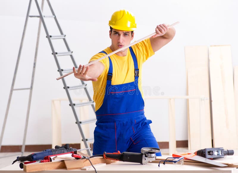 Floor Repairman Disappointed with His Work Stock Image - Image of ...