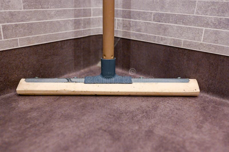 Floor Scraper Stading on Dry Floor in Bathroom Stock Photo - Image of ...