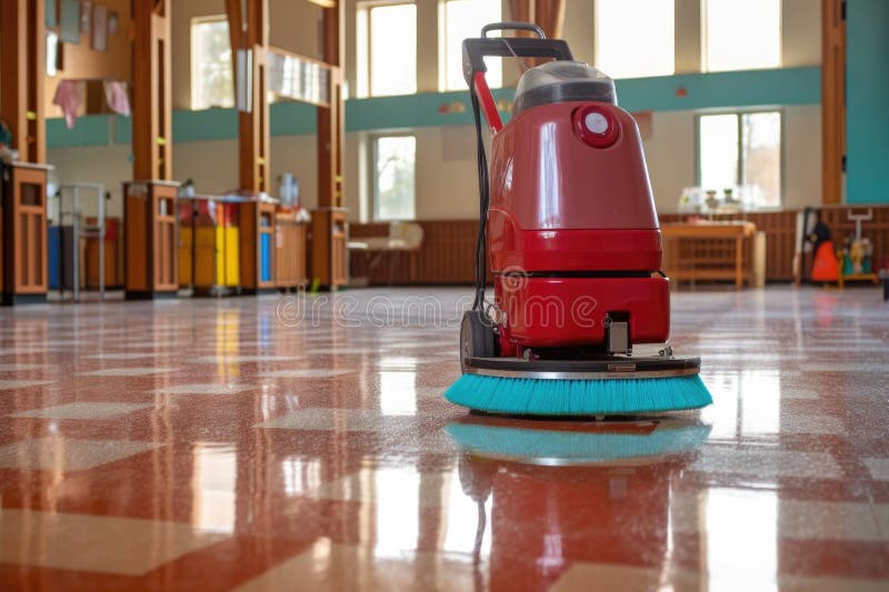 Floor Scrubber Machine in Action on a Shiny Floor Stock Illustration ...