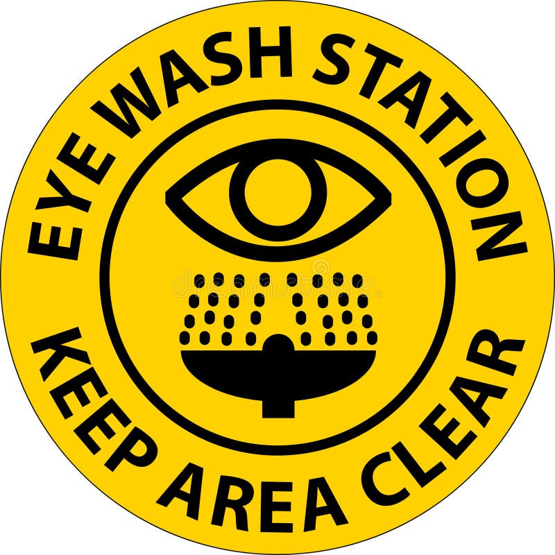Floor Sign Eye Wash Station - Keep Area Clear Stock Vector - Illustration of emergency ...