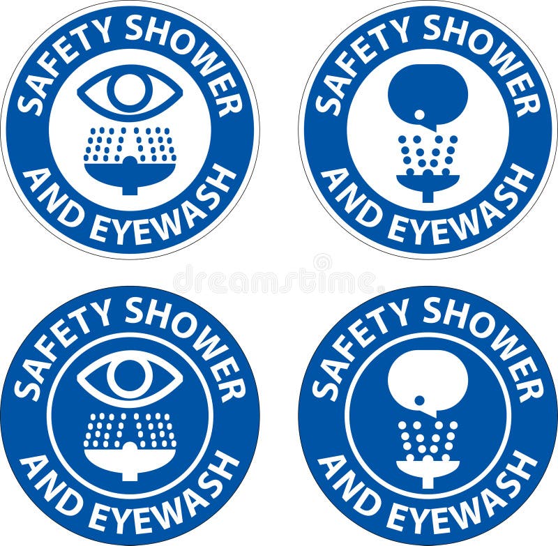 Floor Sign Safety Shower and Eyewash Stock Vector - Illustration of ...
