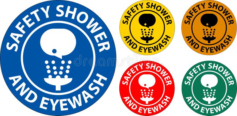 Floor Sign Safety Shower and Eyewash Stock Vector - Illustration of ...