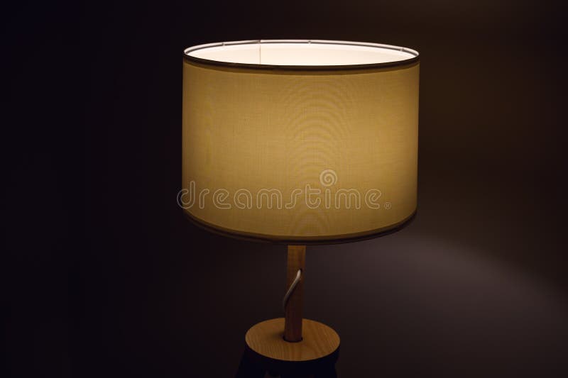 Floor Standing Lamp with Shade Casting Soft Light at Dark Room Interior ...