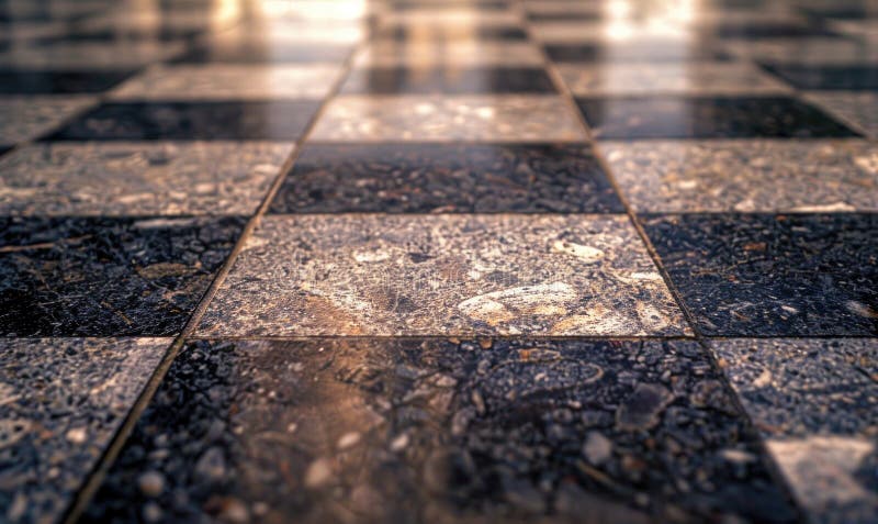 Floor Surface Composed of Polished Granite Tiles in Rich Earthy Tones ...