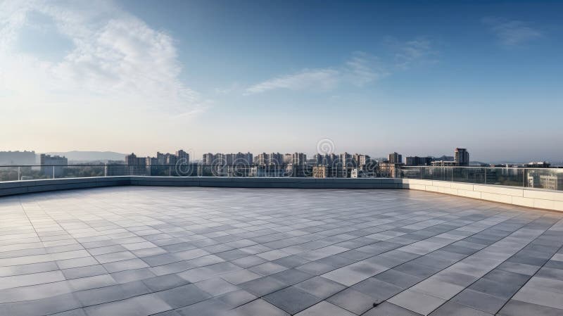 Floor of a Terrace with Views of the City Stock Illustration ...
