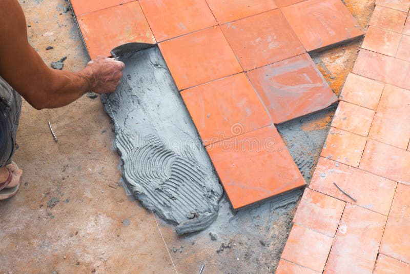 Floor Tile for Foot Path Installation.construction Site Stock Image ...