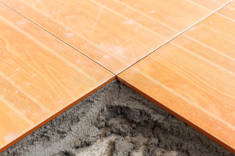 Floor Tile Installation for House Building Stock Image - Image of house ...