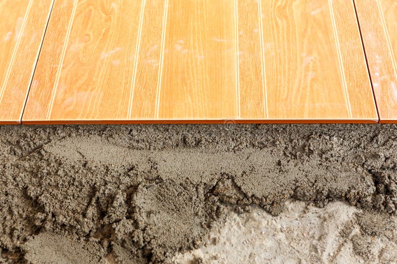 Floor Tile Installation for House Building Stock Photo - Image of ...