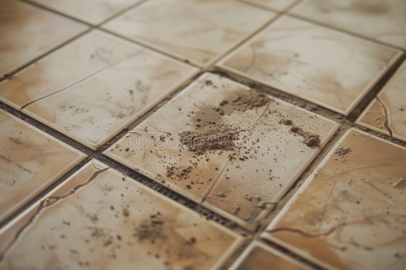 Floor Tiles with Accumulated Dirt in Corners and Edges Stock Photo ...