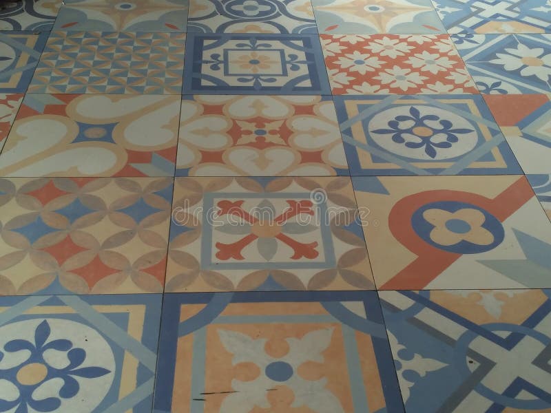 Floor Tiles with Batik Motifs, Unique Tiles Stock Photo - Image of ...