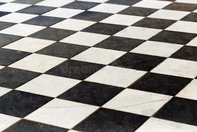 Floor Tiles on a Chessboard. the Perspective is Black and White Stock ...
