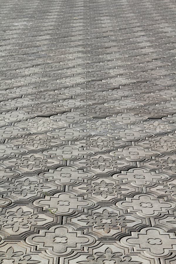 Flower Shape Grey Floor Tiles Stock Image - Image of geometric ...