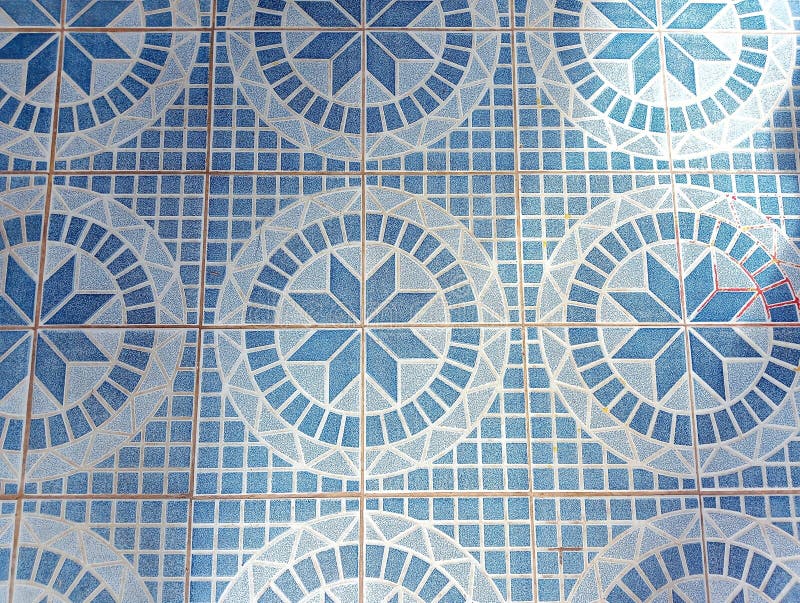 Floor Tiles with Oriental Blue Pattern Texture Stock Photo - Image of ...