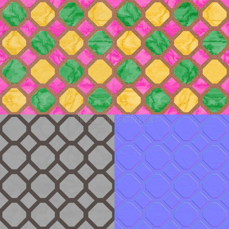 Floor Tiles Seamless Generated Texture (diffuse, Bump, Normal) Stock ...