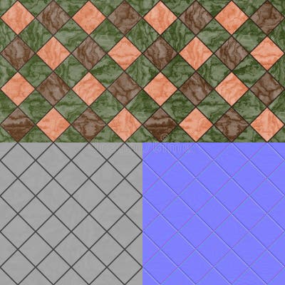 Floor Tiles Seamless Generated Texture (diffuse, Bump, Normal) Stock Illustration - Illustration ...