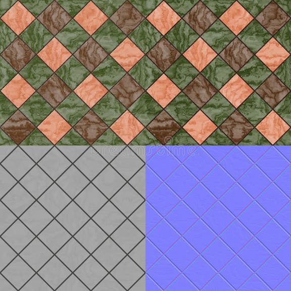 Floor Tiles Seamless Generated Texture (diffuse, Bump, Normal) Stock Illustration - Illustration ...