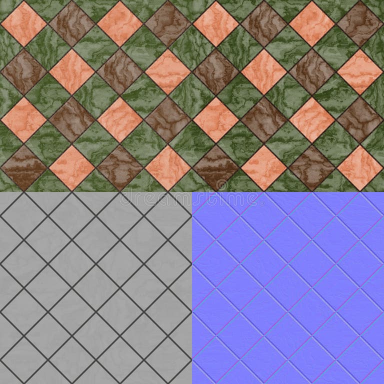 Floor Tiles Seamless Generated Texture (diffuse, Bump, Normal) Stock ...