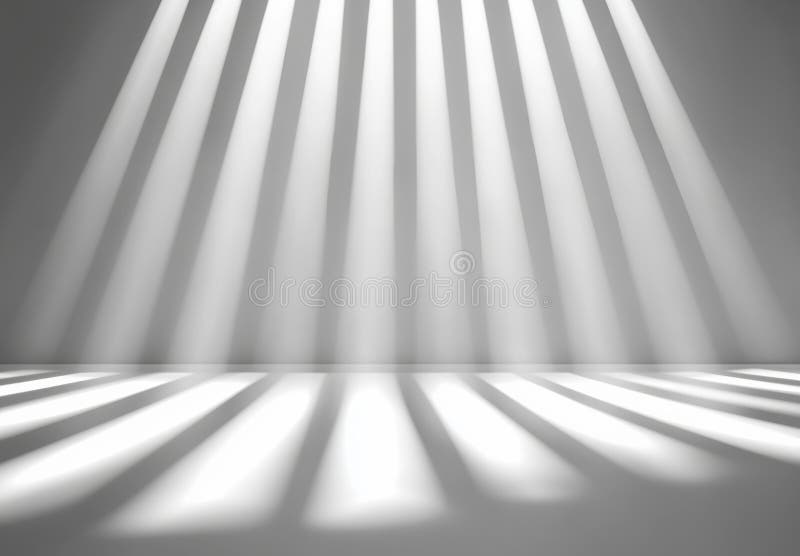 The Floor of a White Room is Illuminated by Shining Light Beams in a ...