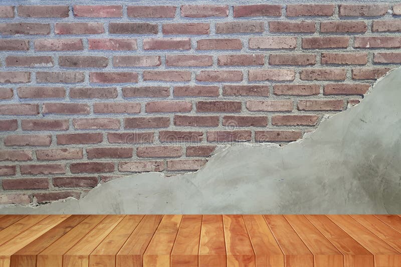 Floor Wooden Terrace on Brick Background Stock Image - Image of fence ...