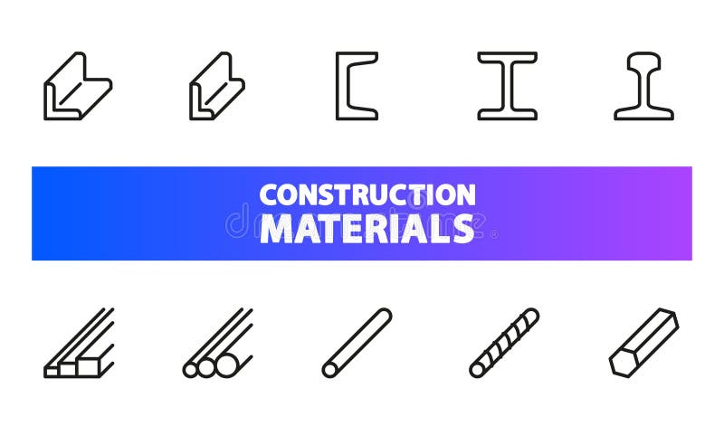 Construction Materials Isolated Icon Set. Stock Illustration ...