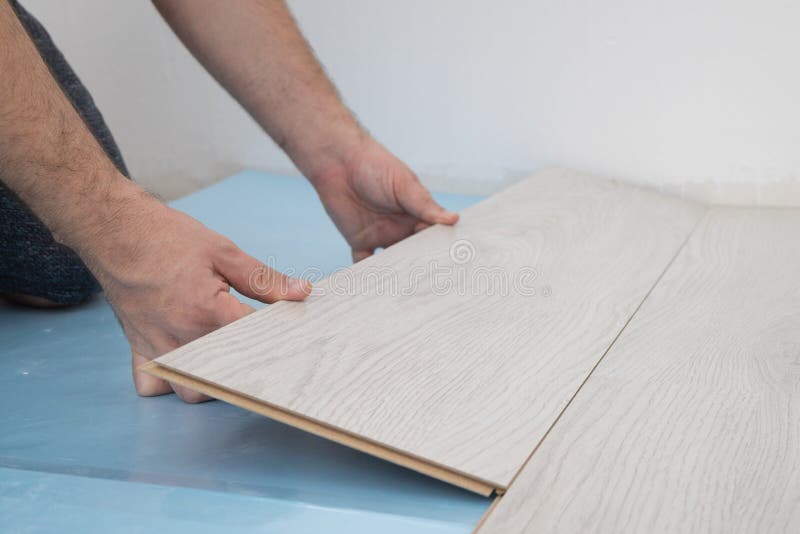 Flooring Renovation. Setting of the Laminate Floor Diy Stock Photo ...