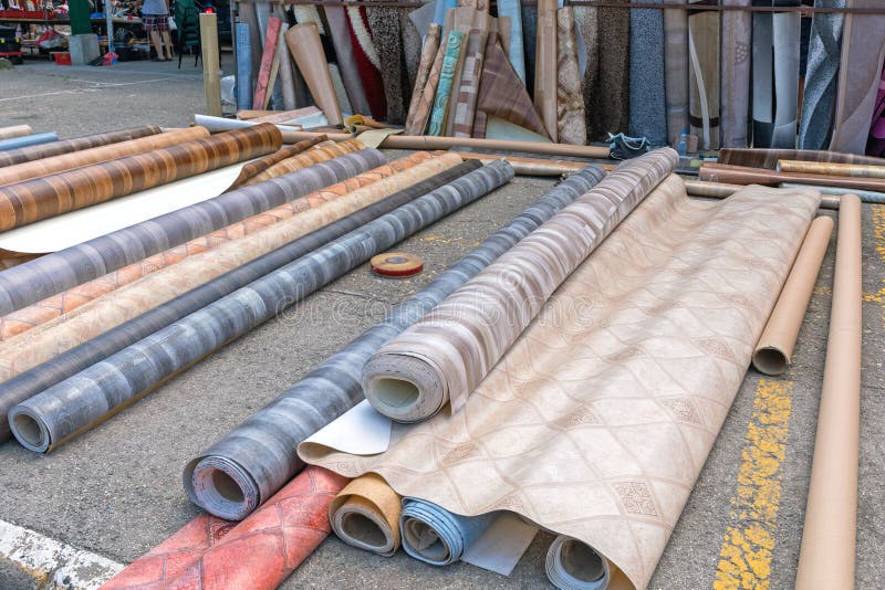 Rolls of rugs stock photo. Image of decoration, carpets - 23936310