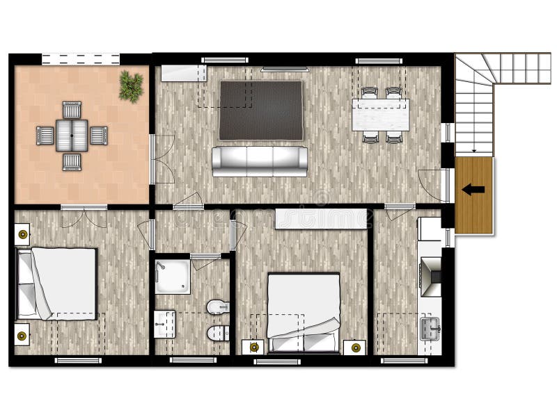 Floorplan 3d. Floor Plan. Color Floor Plans 3d Stock Illustration ...