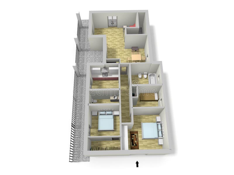 Floorplan 3d. Floor Plan. Color Floor Plans 3d Stock Illustration ...