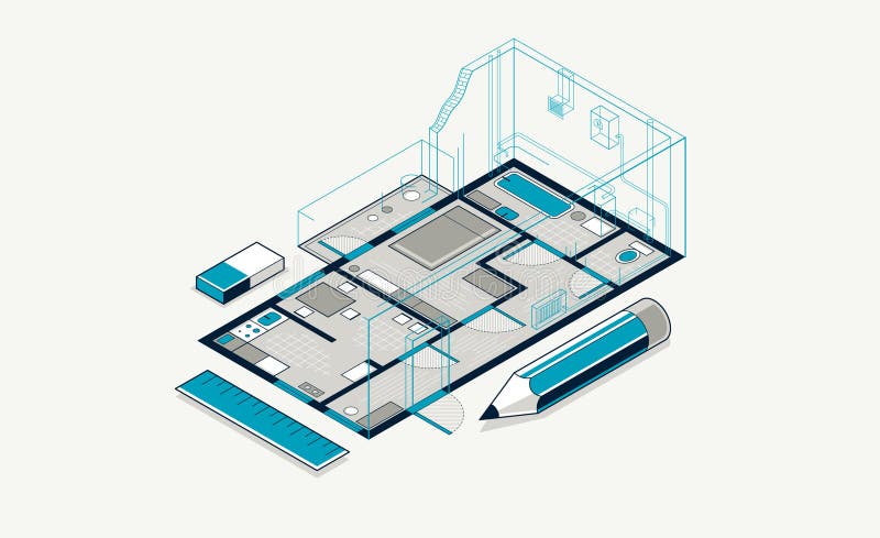 Floorplan Implementation Drawing with Pencil, Flat Plan Residential ...
