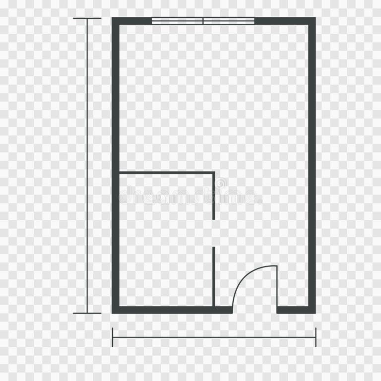 Floorplan Simple Icon Room Flat Apartment Line Drawing, Floor Plan Project, Symbol. Technical ...