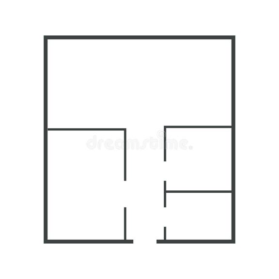 Floorplan Simple Icon Room Flat Apartment Line Drawing, Floor Plan ...