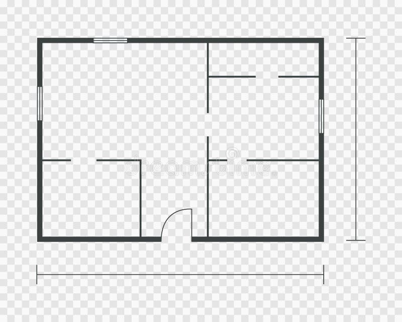 Floorplan Simple Icon Room Flat Apartment Line Drawing, Floor Plan Project, Symbol. Technical ...