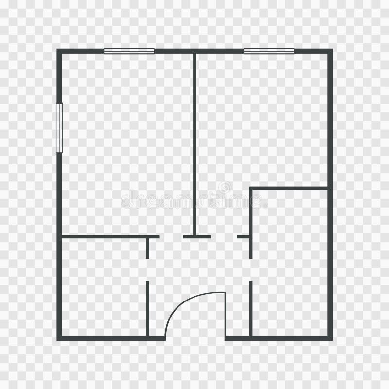 Floorplan Simple Icon Room Flat Apartment Line Drawing, Floor Plan Project, Symbol. Technical ...