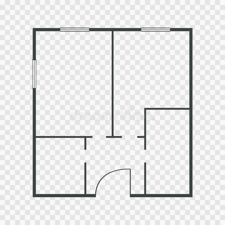 Floorplan Simple Icon Room Flat Apartment Line Drawing, Floor Plan Project, Symbol. Technical ...