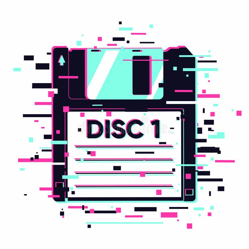 Floppy Disc with Glitch Effect. Information Data Concept. Retro ...