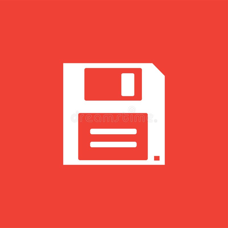 Floppy Disc Icon on Red Background. Red Flat Style Vector Illustration ...