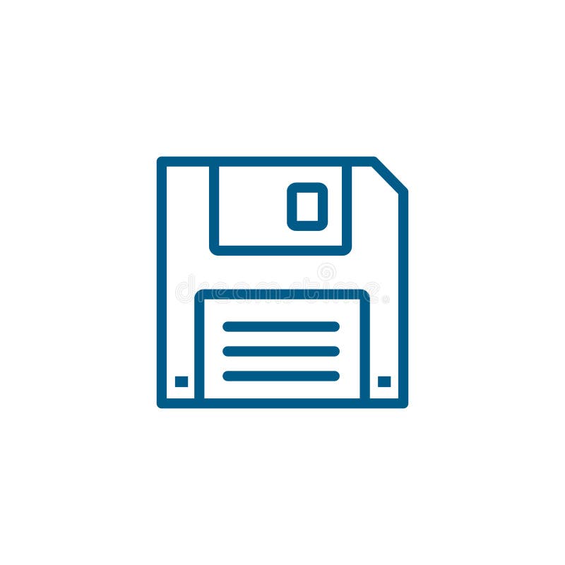 Floppy Disc Line Blue Icon on White Background. Blue Flat Style Vector ...