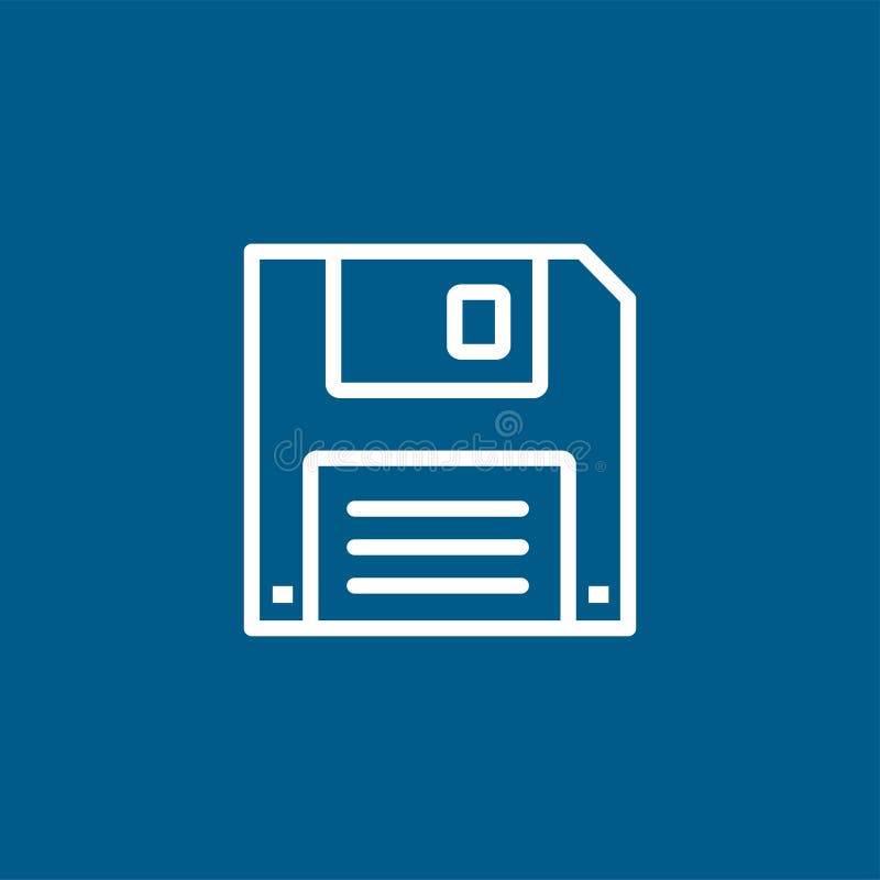 Floppy Disc Line Icon on Blue Background. Blue Flat Style Vector ...