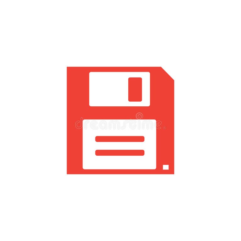 Floppy Disc Red Icon on White Background. Red Flat Style Vector ...