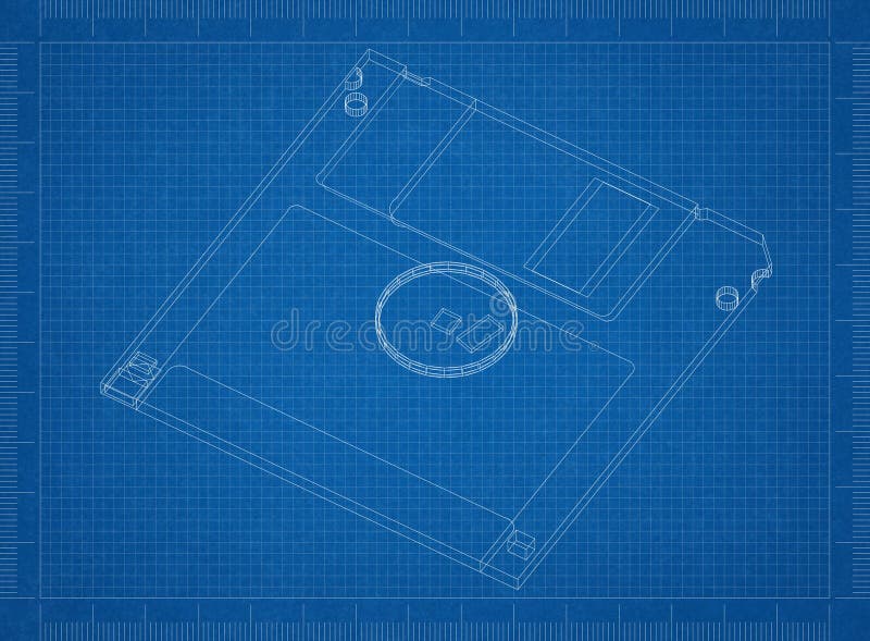 Floppy Disk Architect Blueprint Stock Illustration - Illustration of ...