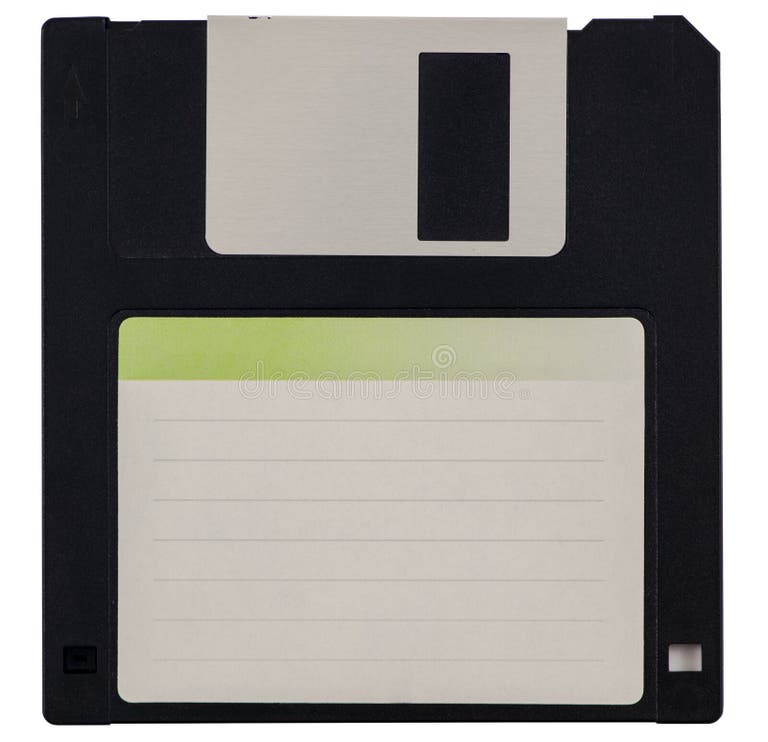 Floppy Disk with Blank Sticker, Isolated on White Background. Copy ...