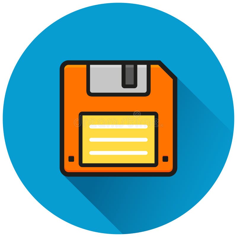 Floppy Disk Circle Icons with Shadow Stock Vector - Illustration of ...