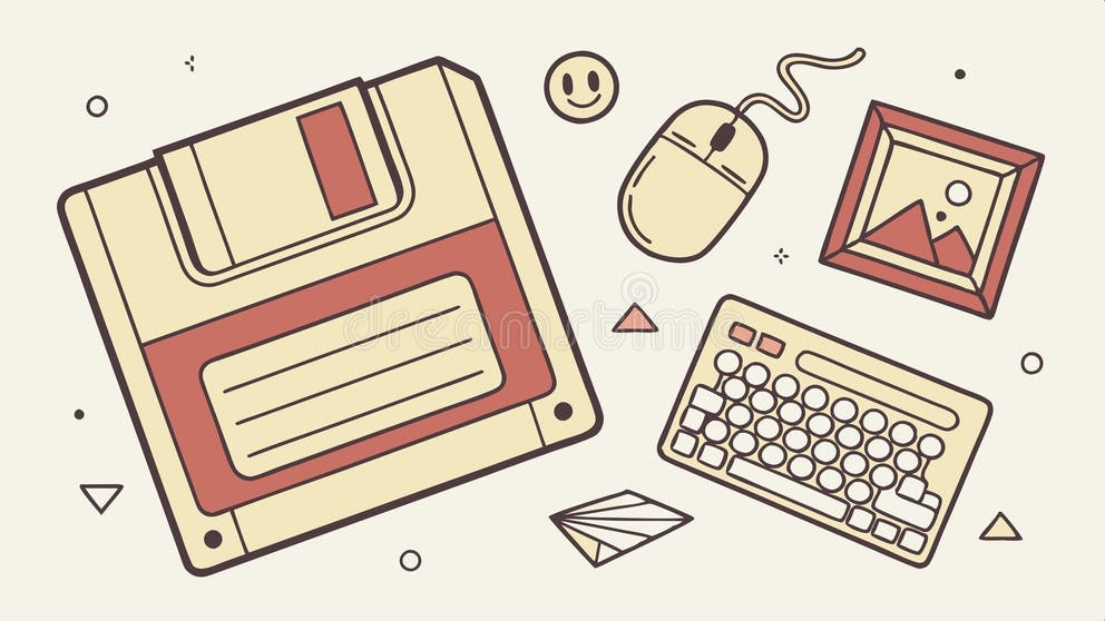 Floppy Disk and Computer Mouse, Vintage Tech and Data Storage Vector Design Generative AI Stock ...