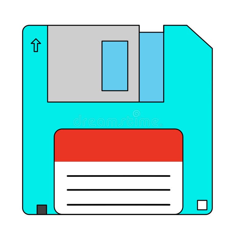 Floppy Disk or Diskette Retro Electronic Storage Device, Doodle Style ...